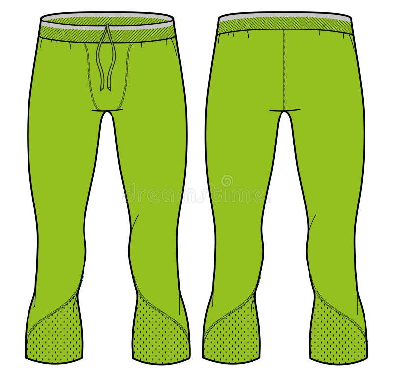 Three Quarter Base Layer Tights Leggings Pants Design Flat Sketch ...