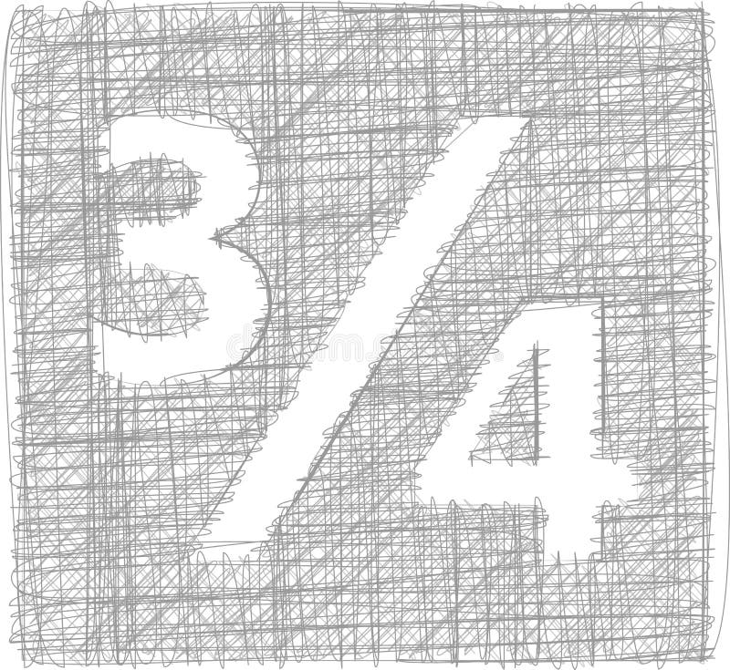 Three Quarters Sign - Freehand Symbol Stock Vector - Illustration of ...