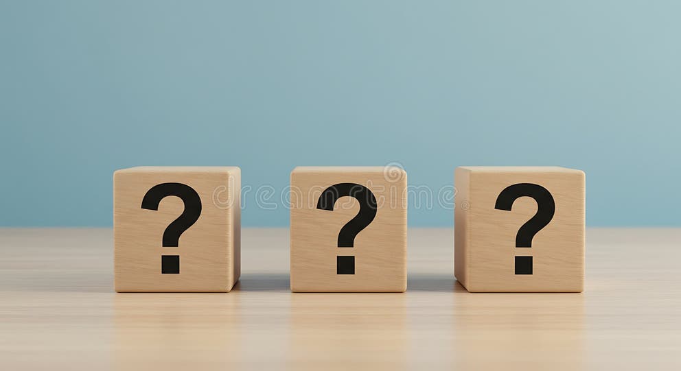 Three Question Mark Blocks stock photo. Image of inquiry - 375604956