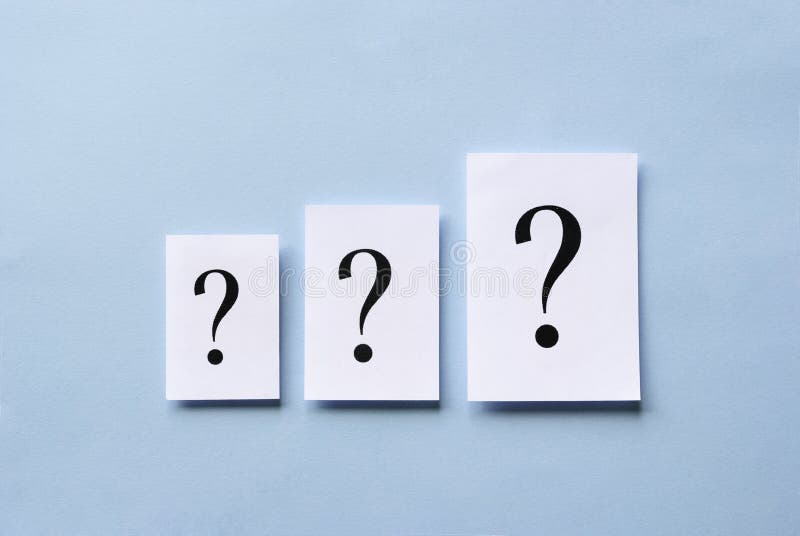Three Question Marks of Different Size on Card Stock Photo - Image of ...