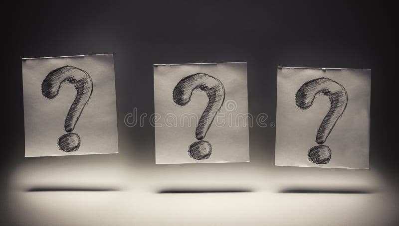 Three Question Marks on Papers Stock Photo - Image of composition ...