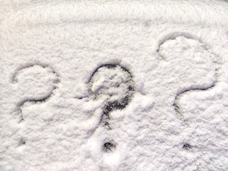 Three Question Marks Written in the Snow. the Cold Frosty Texture of ...