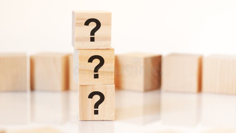 Three Question Marks Written on Wooden Cubes, White Background Stock ...