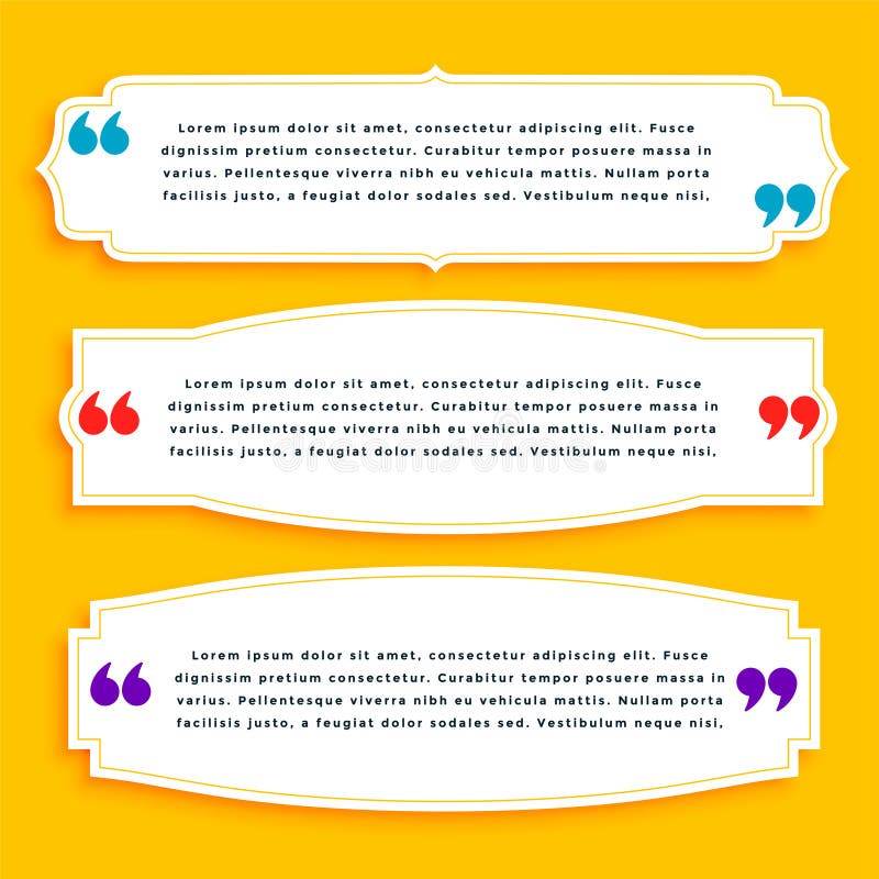 Set of Three Quotation Template in Different Colors Stock Vector - Illustration of comment ...