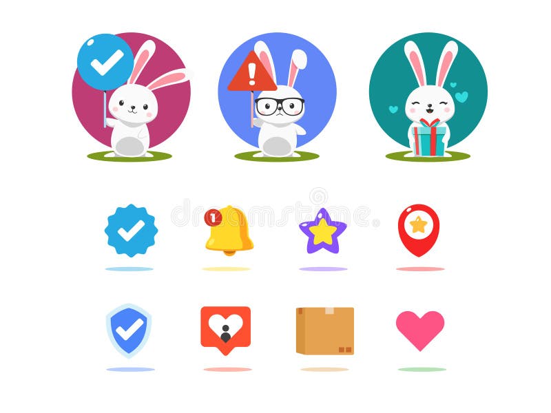 Three Rabbit is Doing Various Pose. Isolated Vector Illustration Stock ...