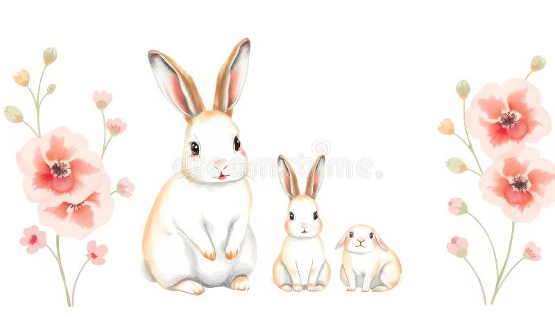 Three Rabbits are Sitting in a Row Stock Image - Image of furry ...