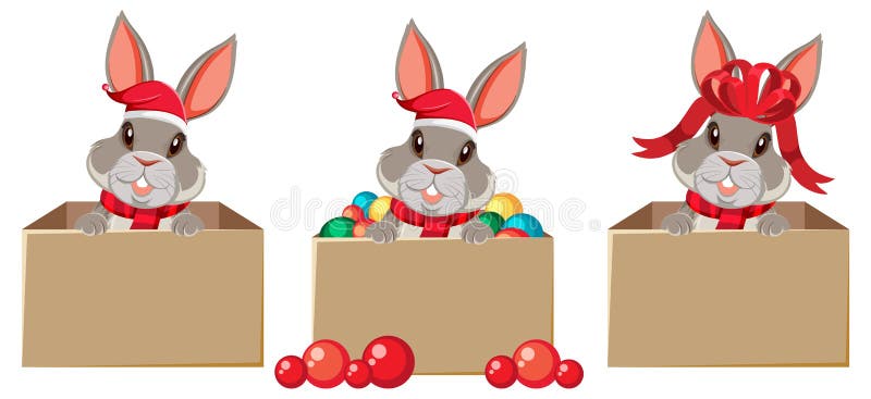 Three Rabbits in Their Boxes Stock Vector - Illustration of eps10 ...
