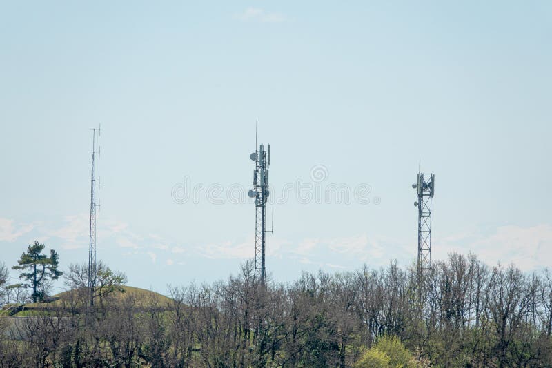 Three radio towers stock image. Image of electronic - 268556429