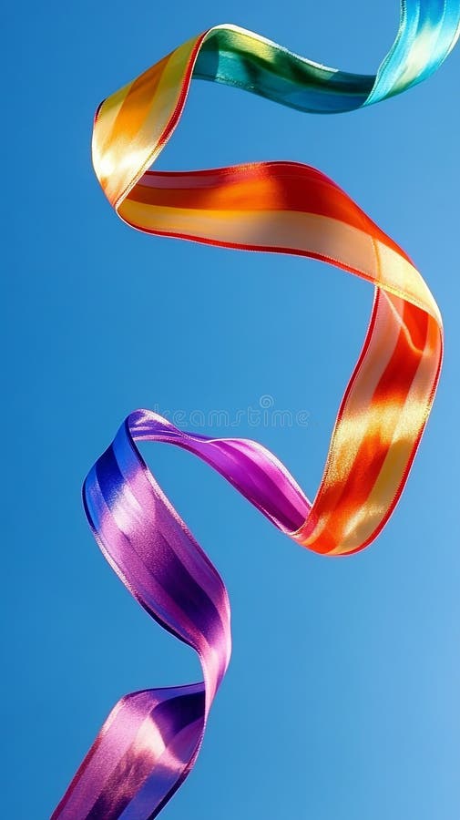 Three Rainbow Ribbons Fluttering in the Breeze. Stock Illustration ...
