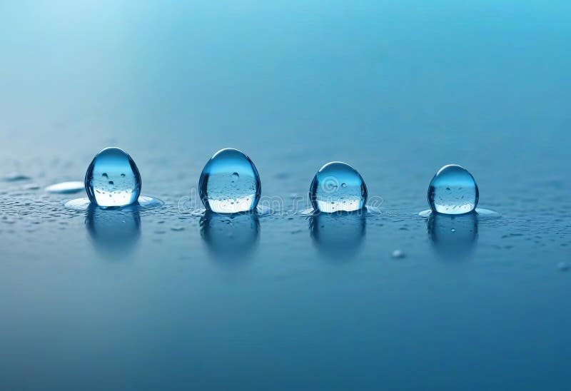 Three Raindrops on a Glass Surface Stock Illustration - Illustration of ...