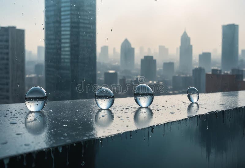 Three Raindrops on a Glass Surface Stock Illustration - Illustration of ...