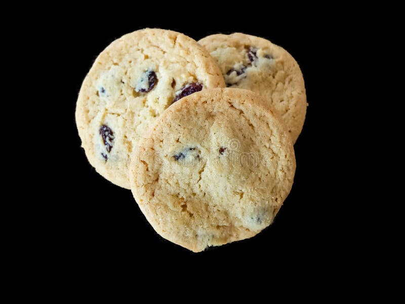 Three Raisin Shortbread Cookies Heart Shaped. Stock Image - Image of ...