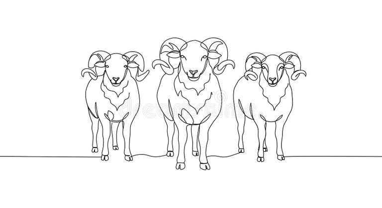 Continuous Line Drawing Ram Stock Illustrations – 99 Continuous Line ...