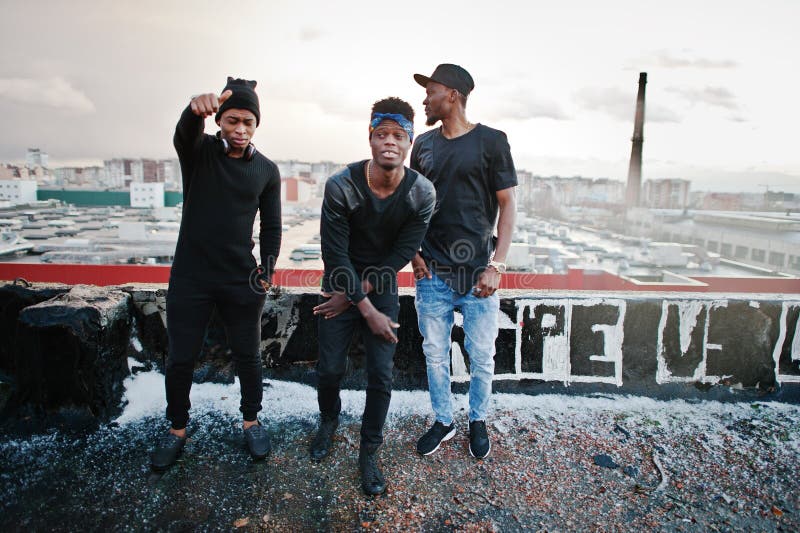 Three Rap Singers Band on the Roof Stock Photo - Image of roof, mafia ...