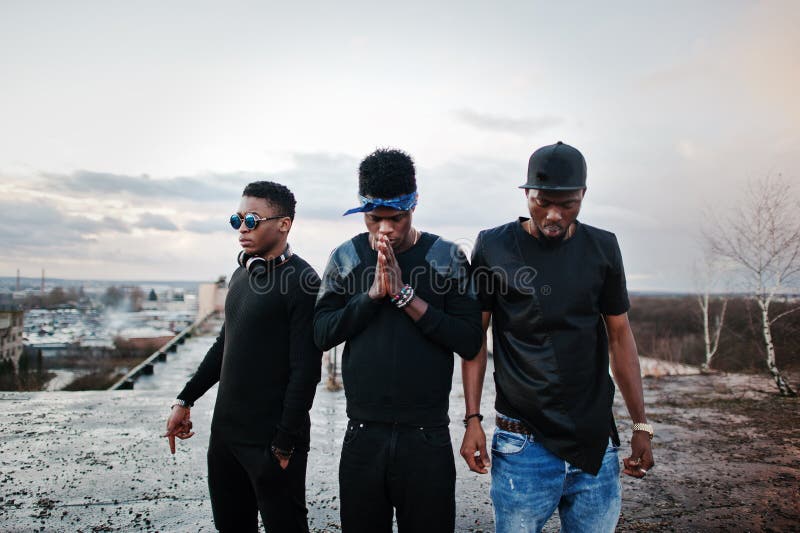 Three Rap Singers Band on the Roof Stock Image - Image of gang, trigger ...