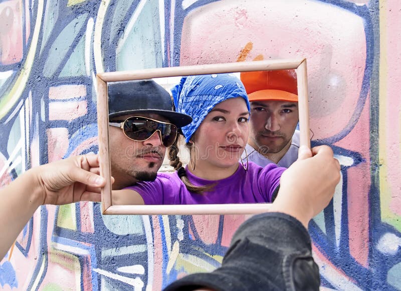 Three Rappers through a Mirror Editorial Photography - Image of young ...