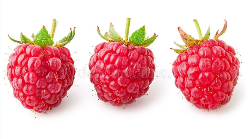 Three Raspberry Collection Isolated on a White Background Stock ...