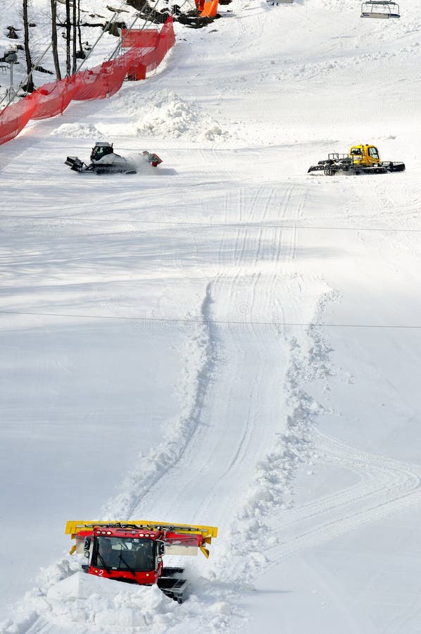 Three Ratrak Doing Track Maintenance Stock Image - Image of cold ...