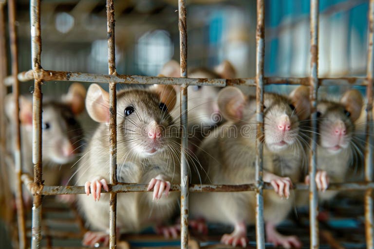 Rats caught in old cage stock illustration. Illustration of indoor ...