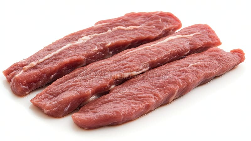 Three Raw Beef Strips. Concept of Meat, Food, Cooking, and Protein Stock Image - Image of ...