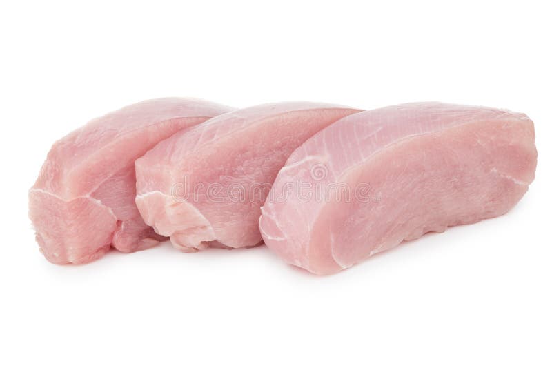 Three Raw Cutlets from Turkey Meat Isolated on White Stock Image ...