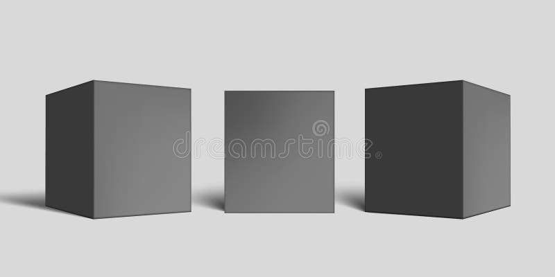 Three Realistic Black Cardboard Box on White Back Stock Vector ...