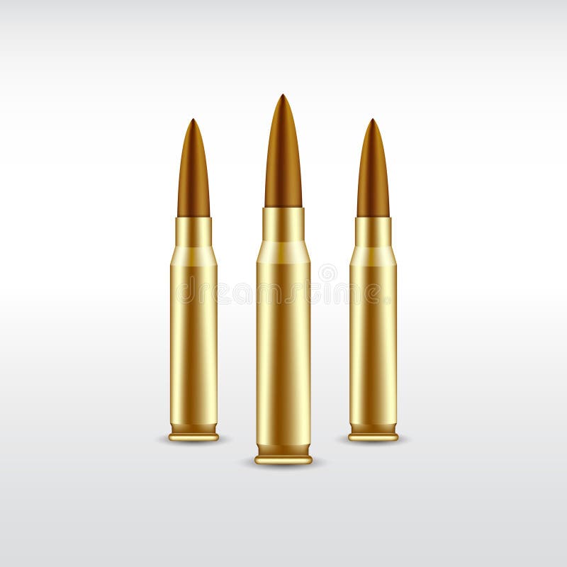 Three Bullets Line And Solid Icon. Military Cartridge, Bullet Weapon ...
