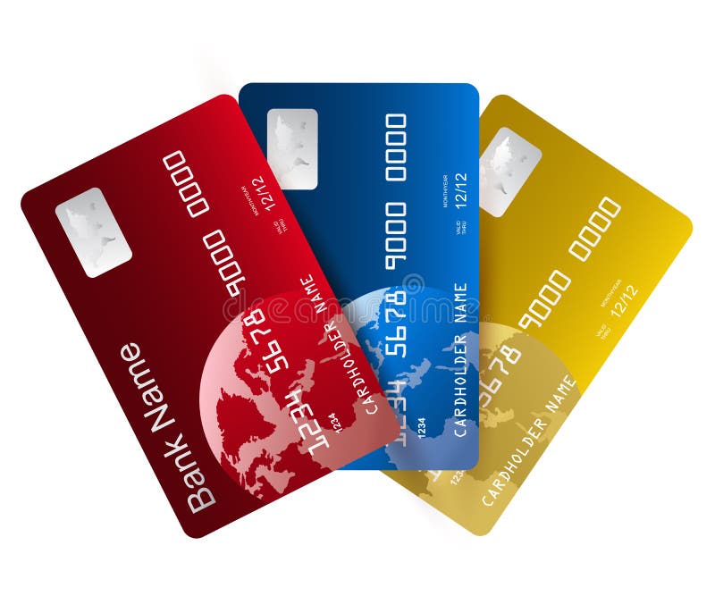 Three Realistic Credit Cards - Vector Stock Illustration - Illustration ...