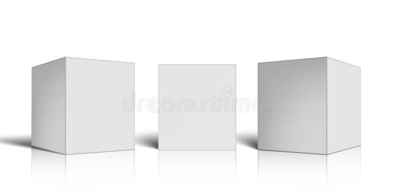 Three Realistic White Cardboard Box on White Back Stock Vector ...