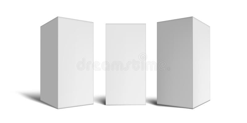 Three Realistic White Cardboard Box on White Back Stock Vector ...