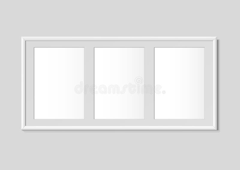 Three Realistic White Vertical A4 Frames. Posters on Wall Mock-up Stock ...
