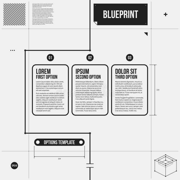 Three Rectangle Options in Draft Style Stock Vector - Illustration of ...