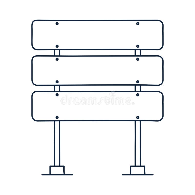 Three Rectangle Road Traffic Sign Vector Icon in Outline Doodle Style ...