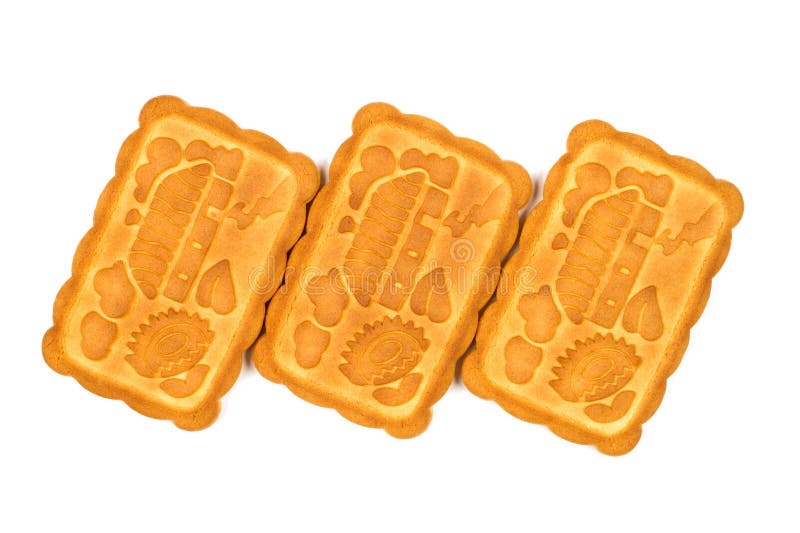 Three Rectangular Biscuits on a White Background. Stock Photo - Image ...