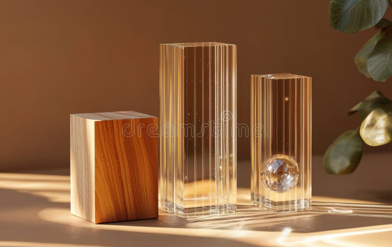 Elegant Composition of Three Rectangular Blocks on a Warm Surface with ...