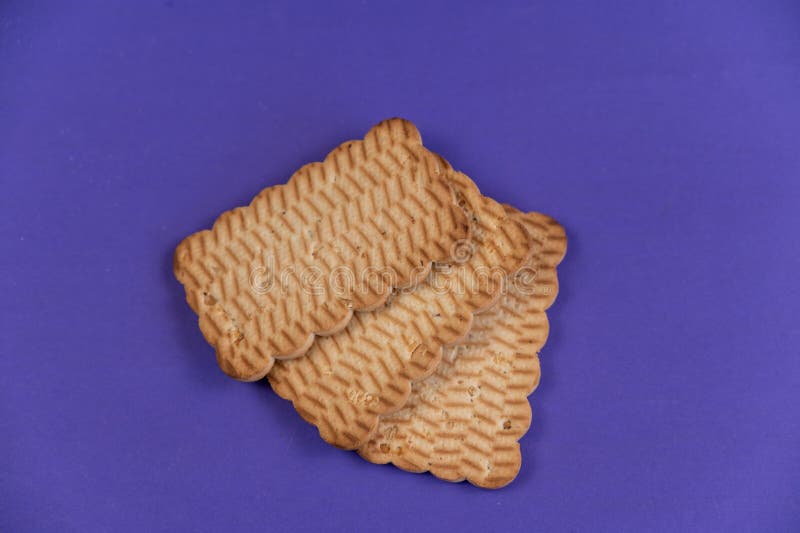 Three Rectangular Cookies Against a Blue Background. Ready-to-eat ...
