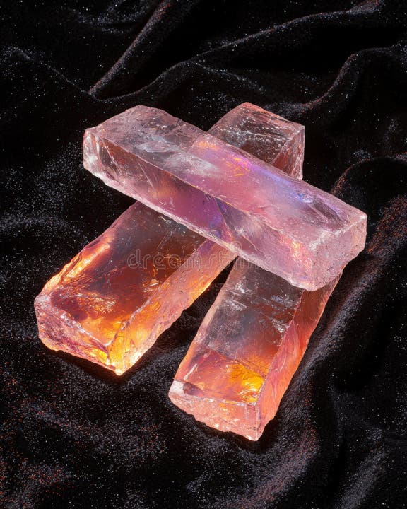 Three Rectangular Crystals on Black Velvet. Stock Illustration ...