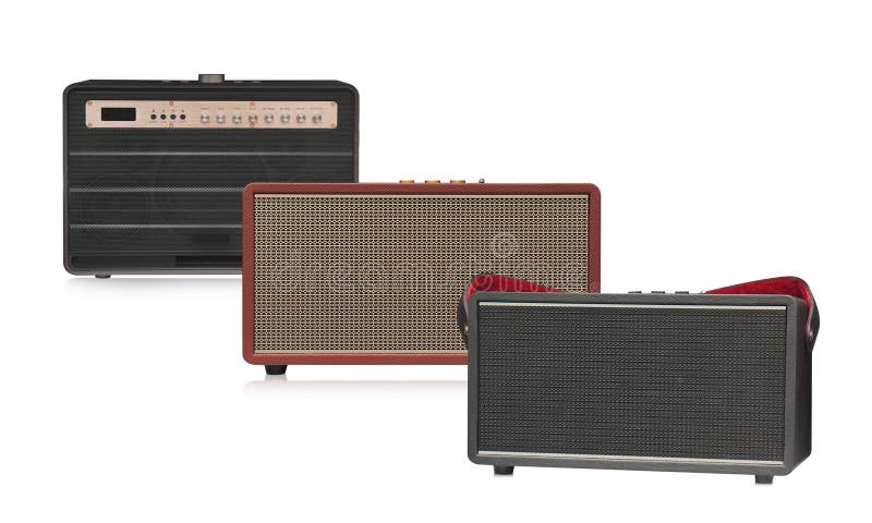 Three Rectangular Loudspeaker Stack on White Background, Technology ...