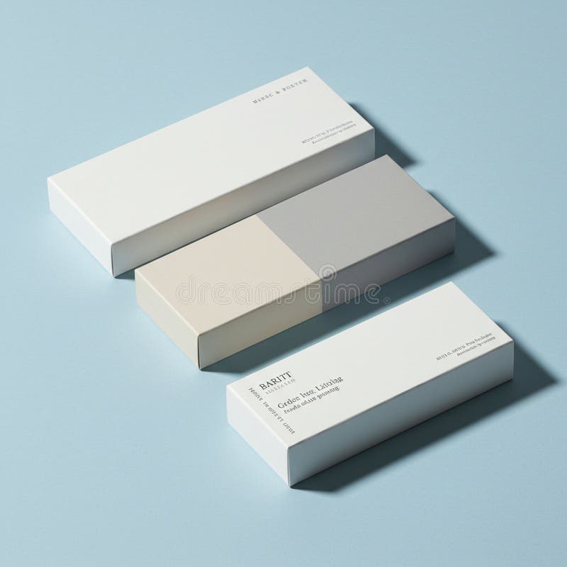 Three Rectangular, Minimalist Boxes are Arranged in Parallel on a Light ...