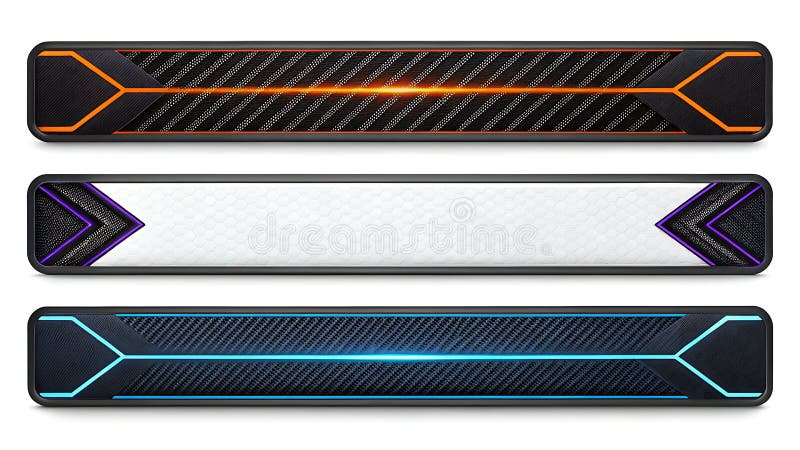 Three Rectangular Panels with Carbon Fiber Texture and Neon Accents ...