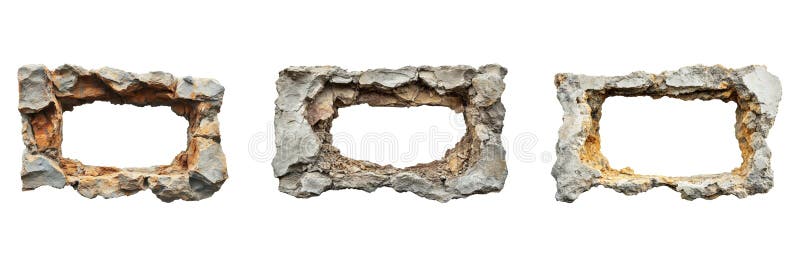 Three Rectangular Stone Frames Set. Rustic Architectural Elements ...