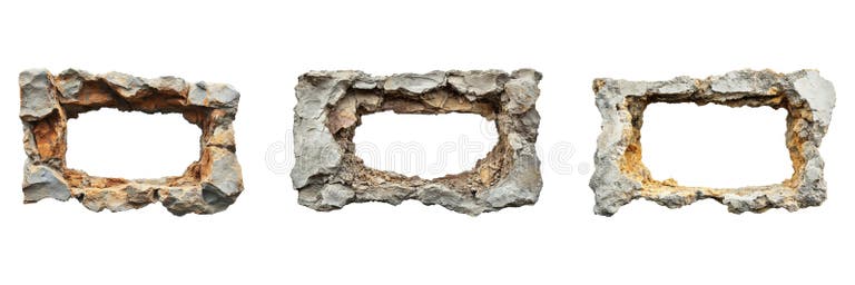 Three Rectangular Stone Frames Set. Rustic Architectural Elements ...