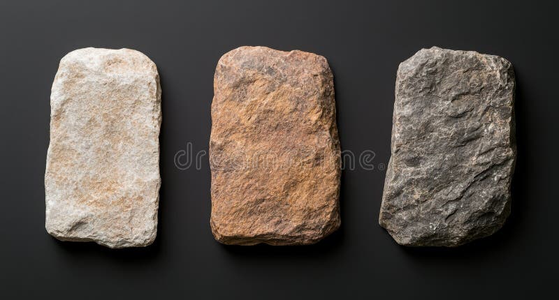 Three Rectangular Stones of Different Colors on a Dark Background ...