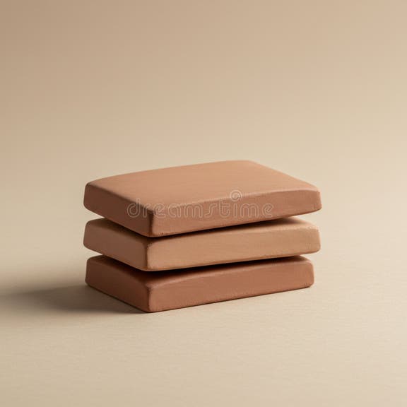 Three Rectangular, Terracotta-toned Ceramic Tiles are Stacked Against a ...