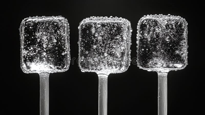 Three Rectangular, Translucent, Sugary Treats on Sticks Stock ...