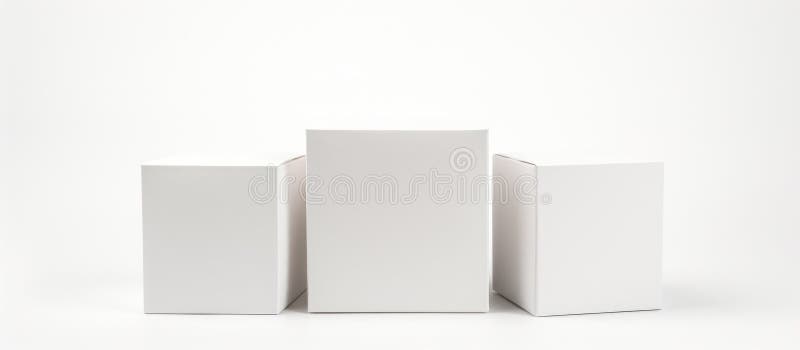 Three Rectangular White Boxes Arranged on a White Surface Stock Image ...