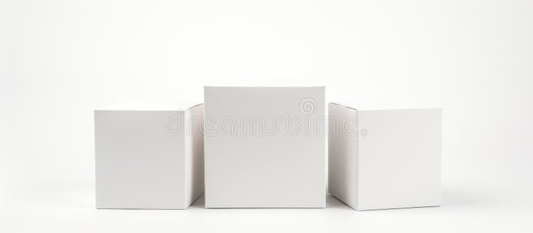 Three Rectangular White Boxes Arranged on a White Surface Stock Image ...
