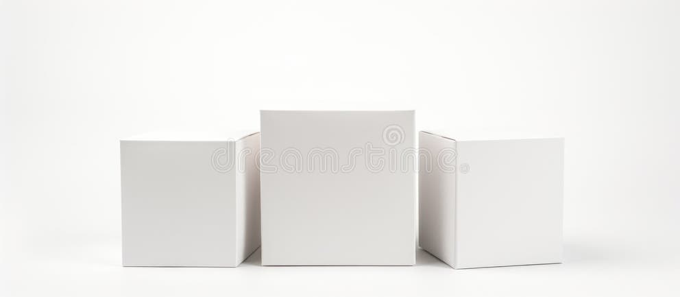 Three Rectangular White Boxes Arranged on a White Surface Stock Image ...