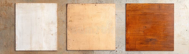 Three Rectangular Wood Panels in White, Light Beige, and Dark Brown ...