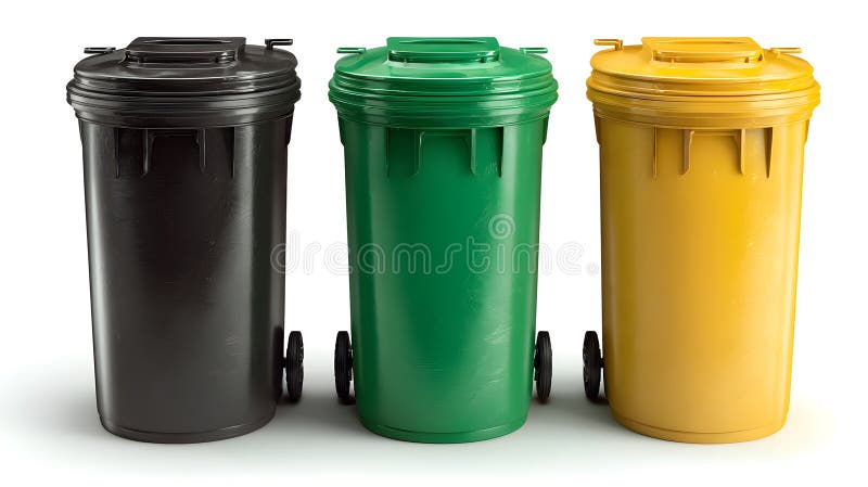 Three Recycling Bins Collection for Waste Sorting Facilities Usage ...